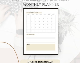 Monthly Budget Planner Template for Printing / Printable PDF / Neutral ...