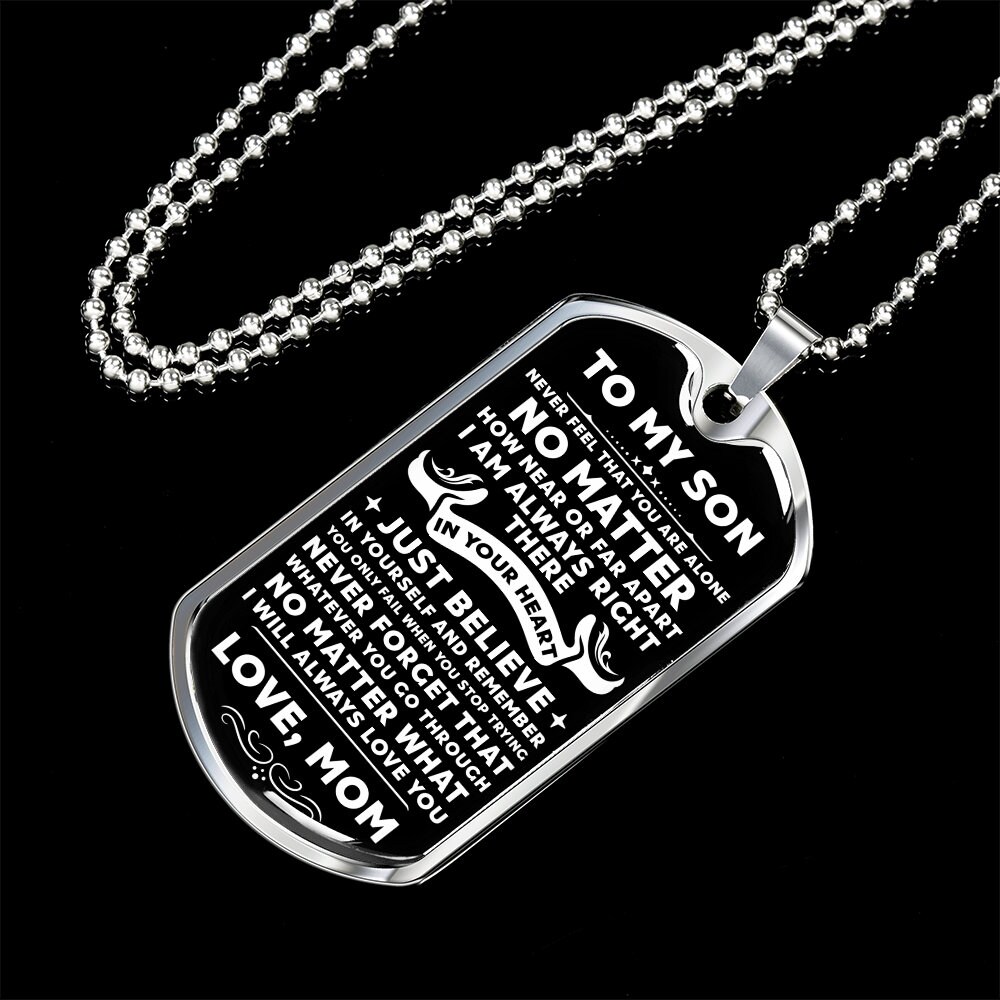 Son Dog Tag Necklace Luxury Box Gift, Gift for Son, Support Gift Son ...