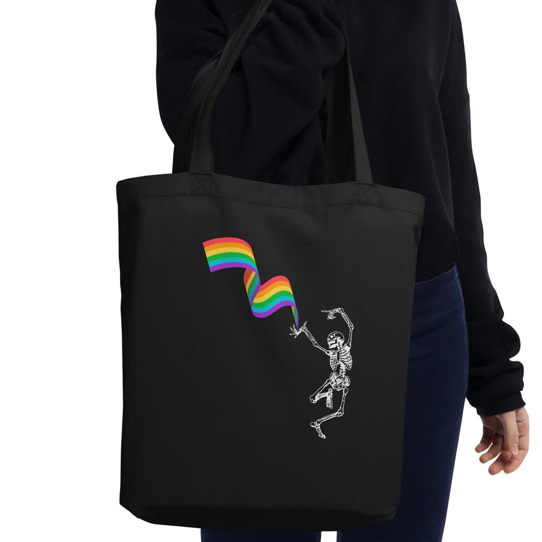 Skeleton With Pride Flag Tote Bag, Pride Month, Love is Love, Rainbow ...
