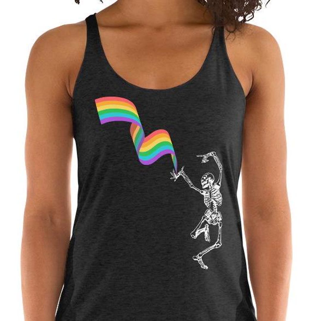 Skeleton With Pride Flag Racerback Tank Top, Pride Month Tank, LGBTQ ...