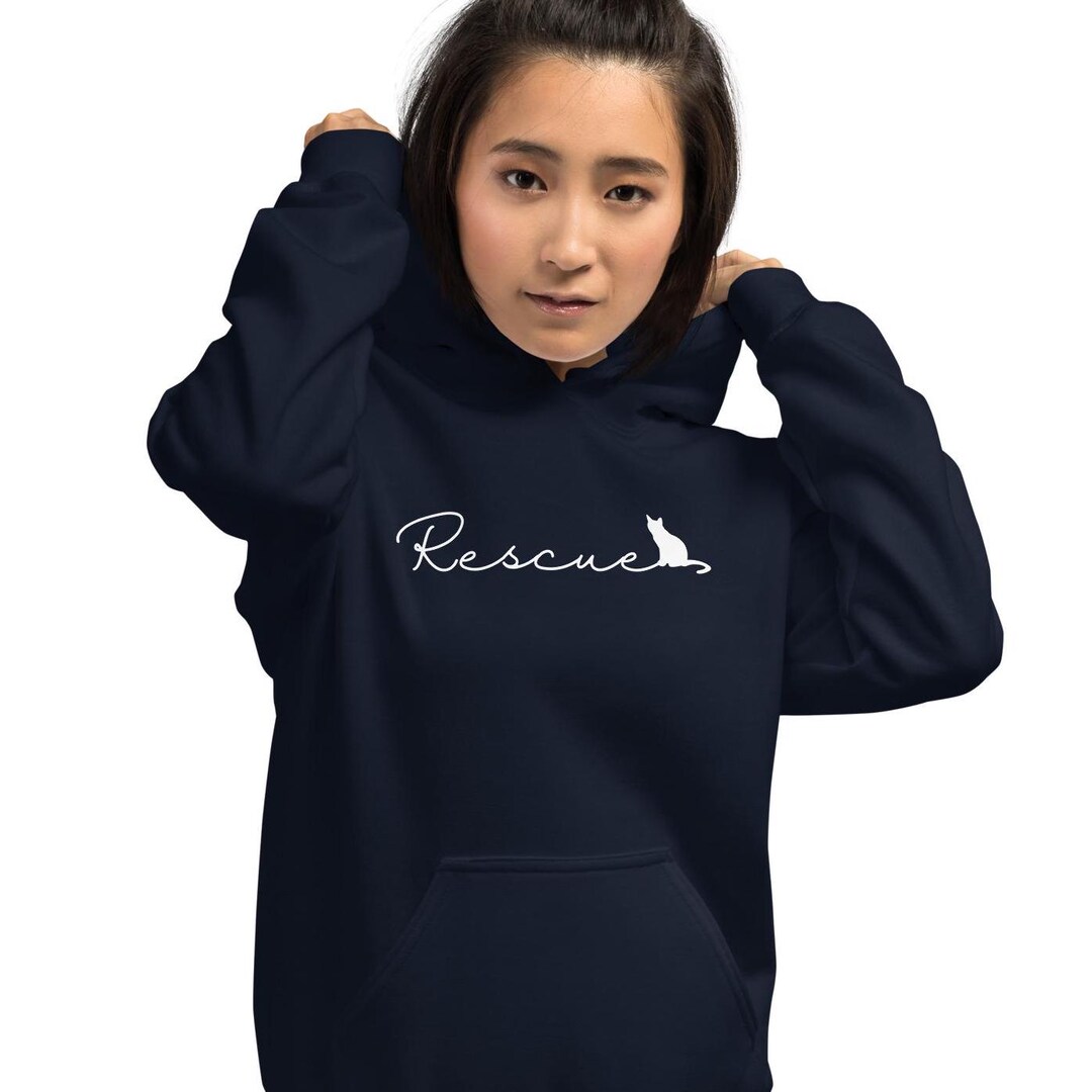 Rescue Cat Hooded Sweatshirt, Shelter Cats Hoodie, Foster Cat, Animal ...