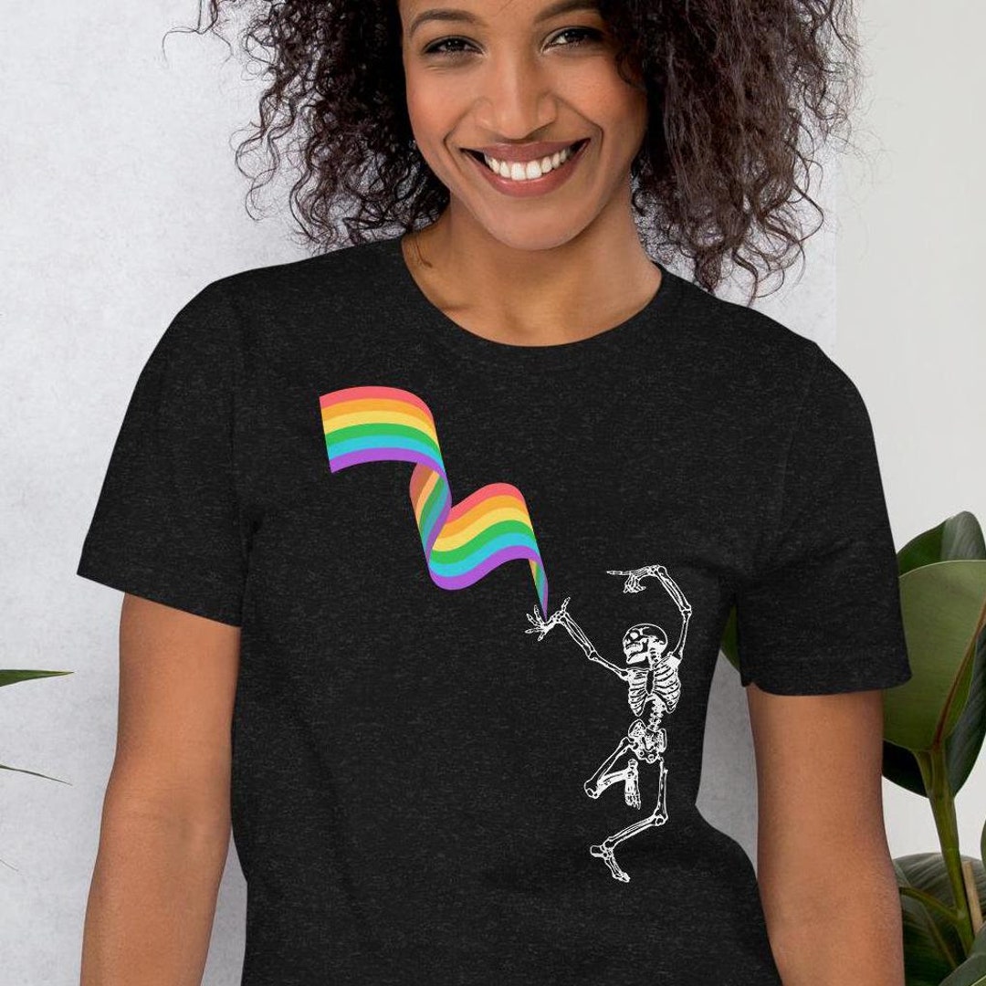 Skeleton With Pride Flag T Shirt, Pride Month Tee, LGBTQ, LGBTQA ...