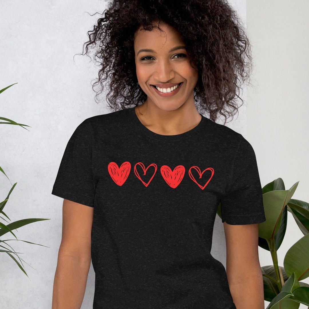 Camiseta de corazones, camiseta de línea de corazones, camiseta de San ...