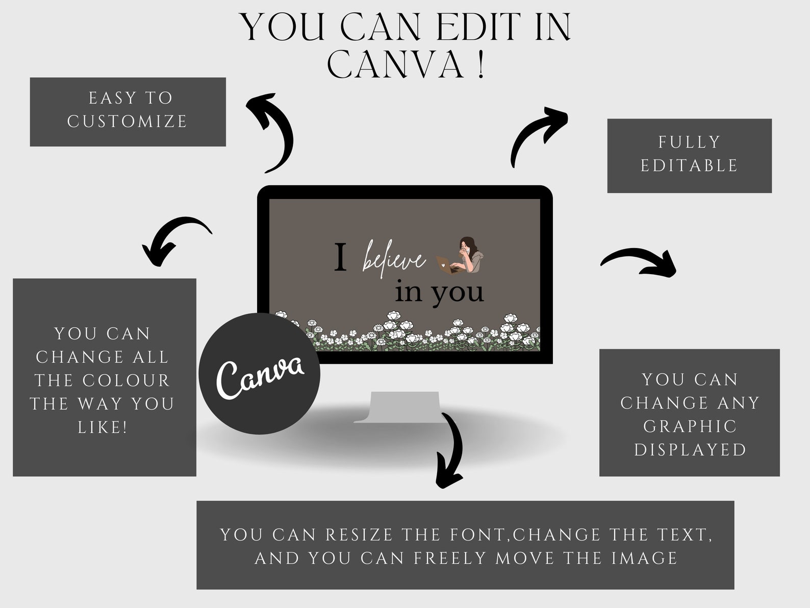 Editable Desktop Wallpaper, Laptop Wallpaper, Windows Background, Grey ...