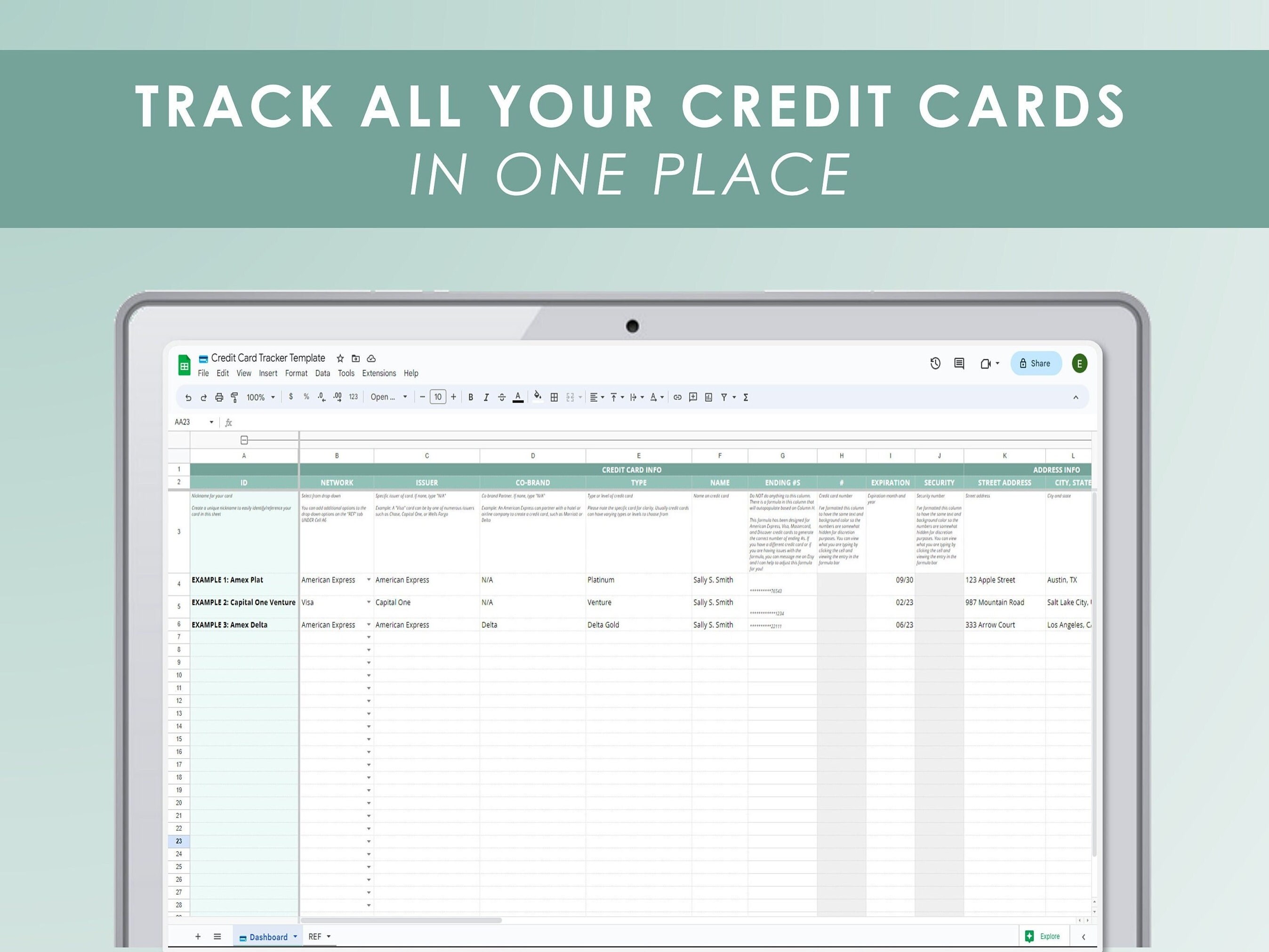 Credit Card Information Tracker Google Sheets (annual Fee, Sign up ...