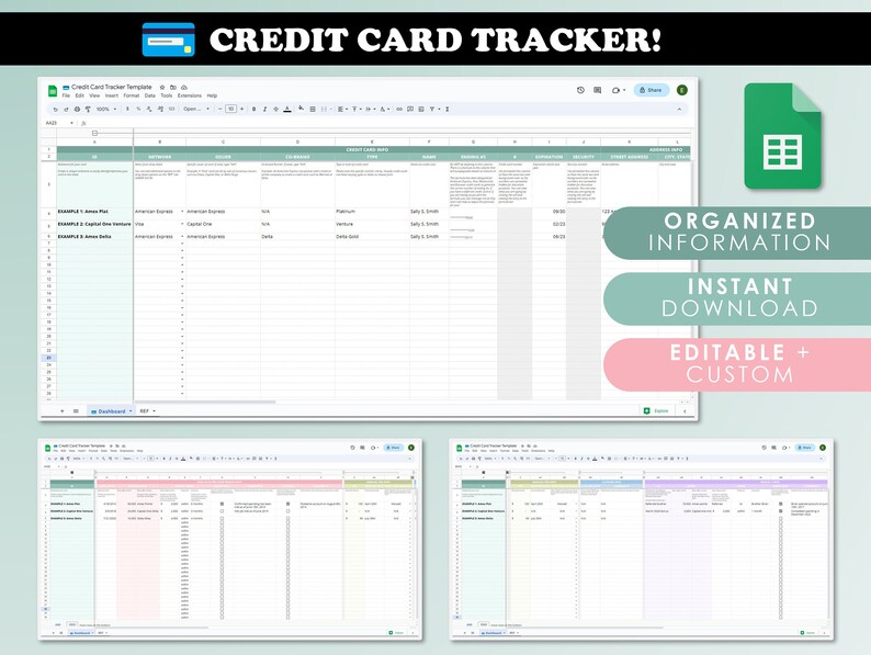 Credit Card Information Tracker Google Sheets (annual Fee, Sign up ...