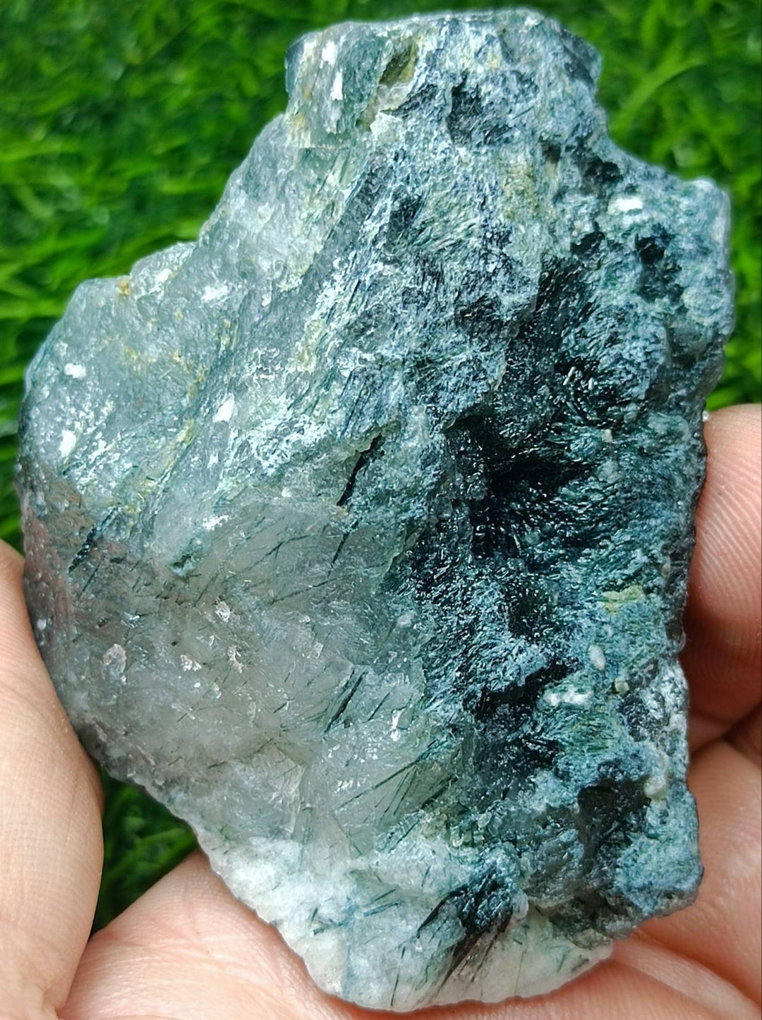 135g Mangano Blue Riebeckite Included Etched Quartz Crystal From Zagi ...