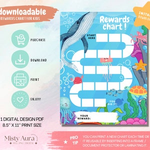 Printable Under the Sea Reward Chart | Sea Chart | Daily Chore Chart ...