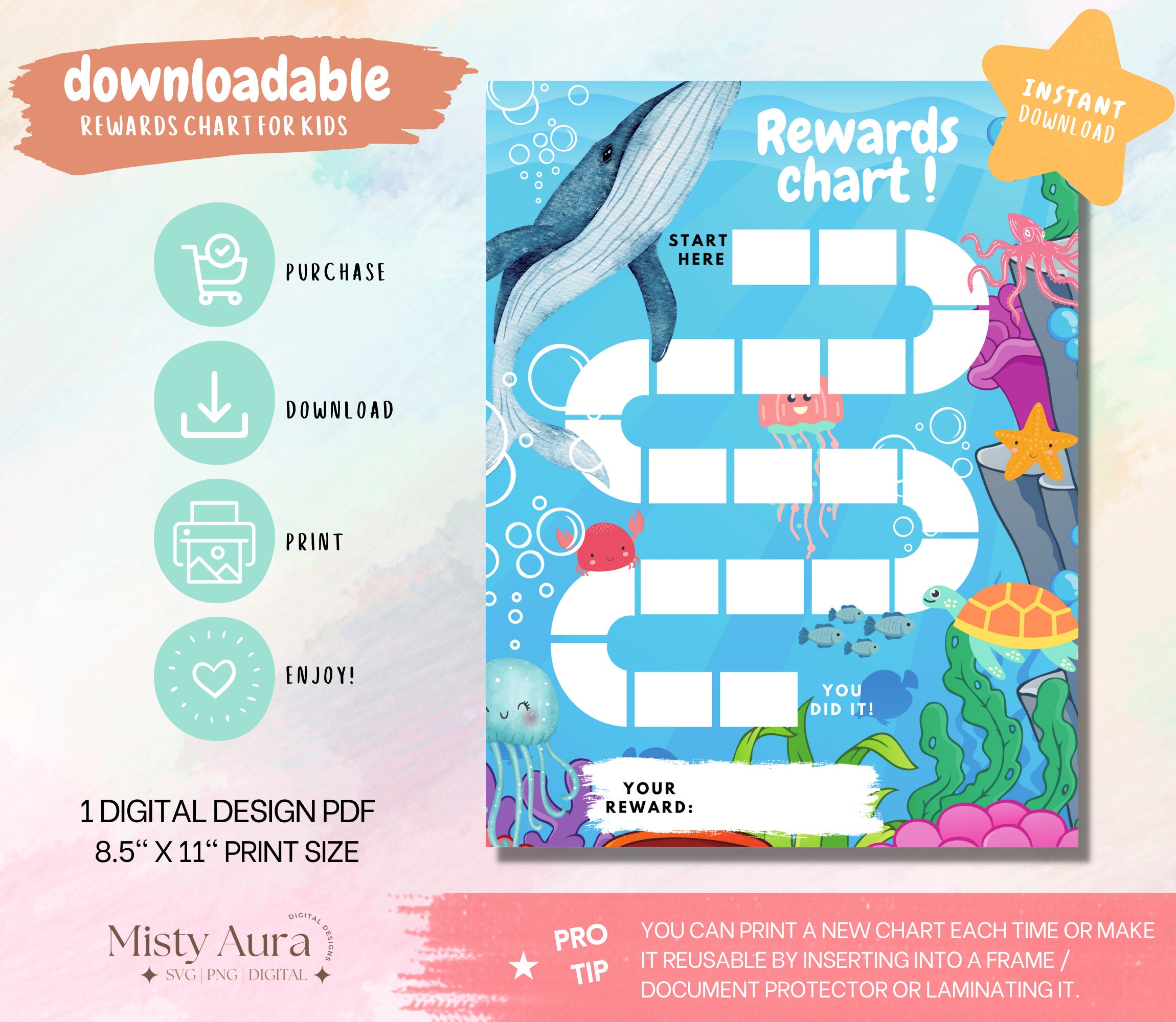 Printable Under the Sea Reward Chart | Sea Chart | Daily Chore Chart ...