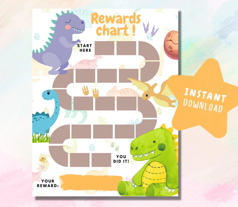 Printable Dino Reward Chart | Dino Chart | Daily Chore Chart | Dinosaur ...