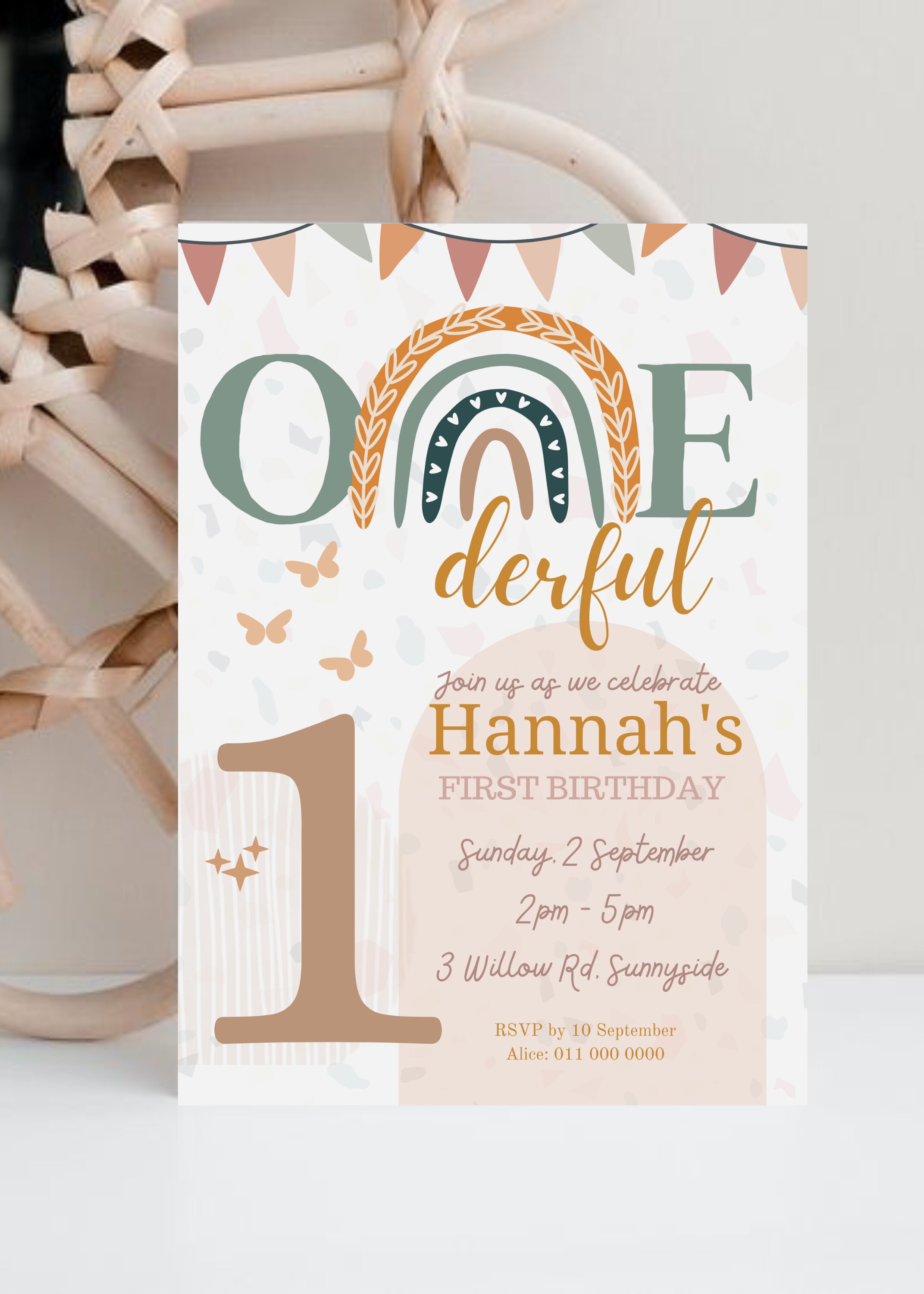 BOHO RAINBOW 1st Birthday Invitation Editable Isn't She - Etsy