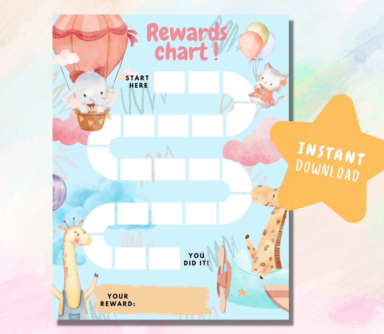 Printable Wildlife Reward Chart Wildlife Chart Daily Chore Chart Animal ...