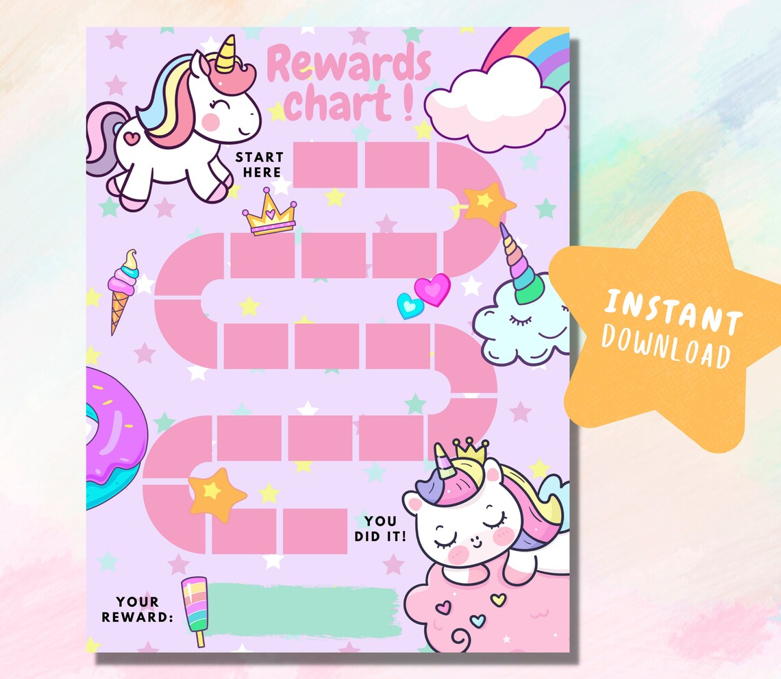 Printable Unicorn Reward Chart | Unicorn Chart | Daily Chore Chart ...