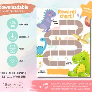 Printable Dino Reward Chart | Dino Chart | Daily Chore Chart | Dinosaur ...