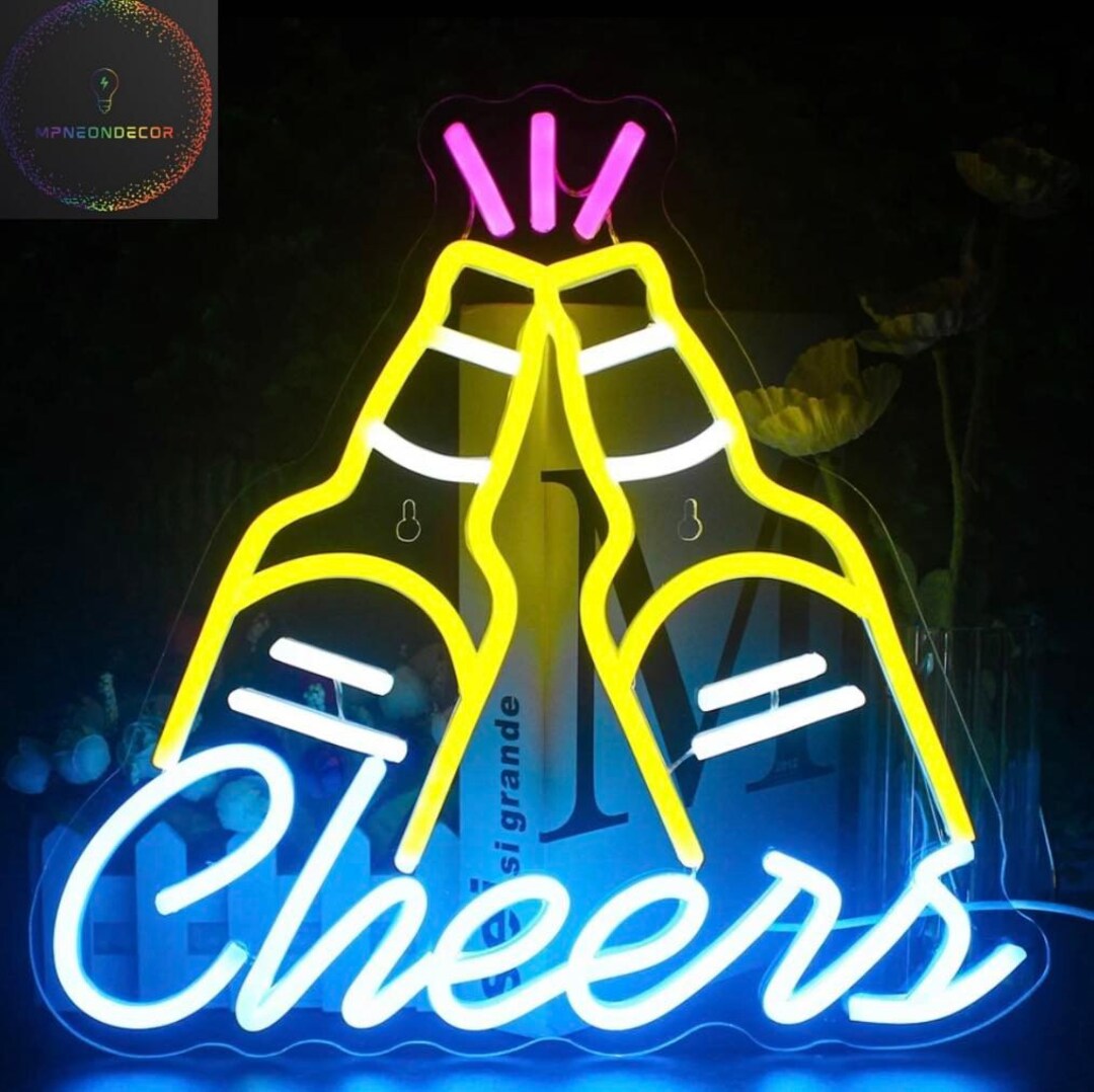 Neon Sign Cheers Writing Bottle Neon Beer Bright Wall Decoration for ...