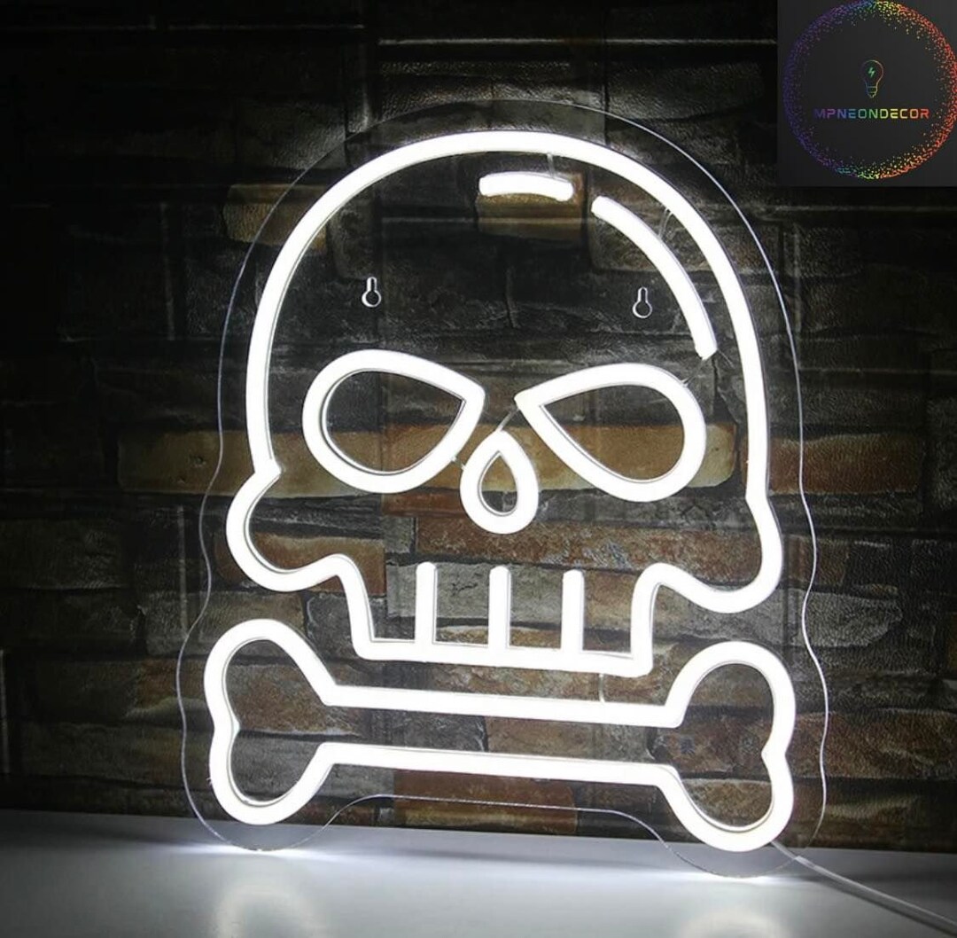 Skull Figure Neon Sign Décoration murale lumineuse pour salon ...
