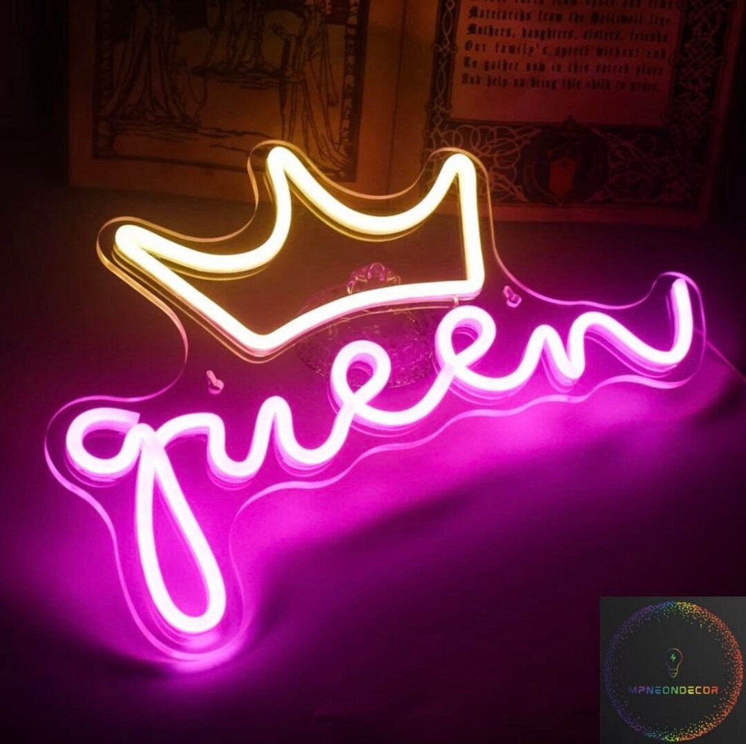Neon Sign Lettering Queen Crown Neon Luminous Wall Decoration for ...