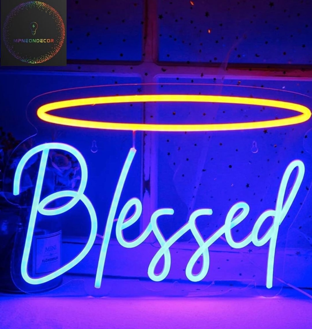 Blessed Neon Writing Sign Luminous Wall Decoration for Living Room Home ...