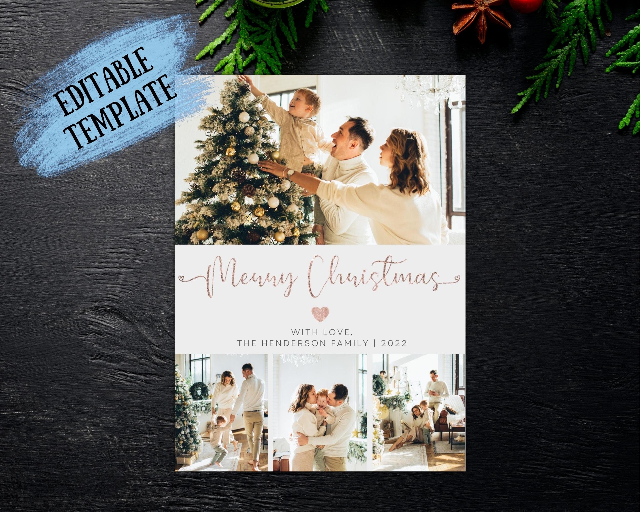 Photo Christmas Card Template Photo Card Template 4 Photo - Etsy Canada