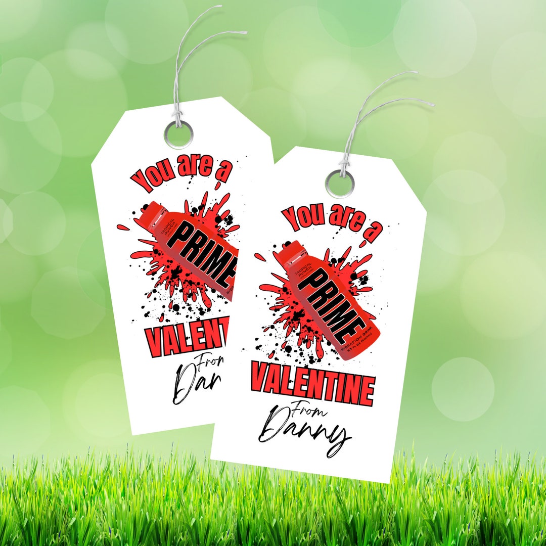 PRIME Valentine Tags Gift Favors Prime Drink Boys Girls Teenage Party ...