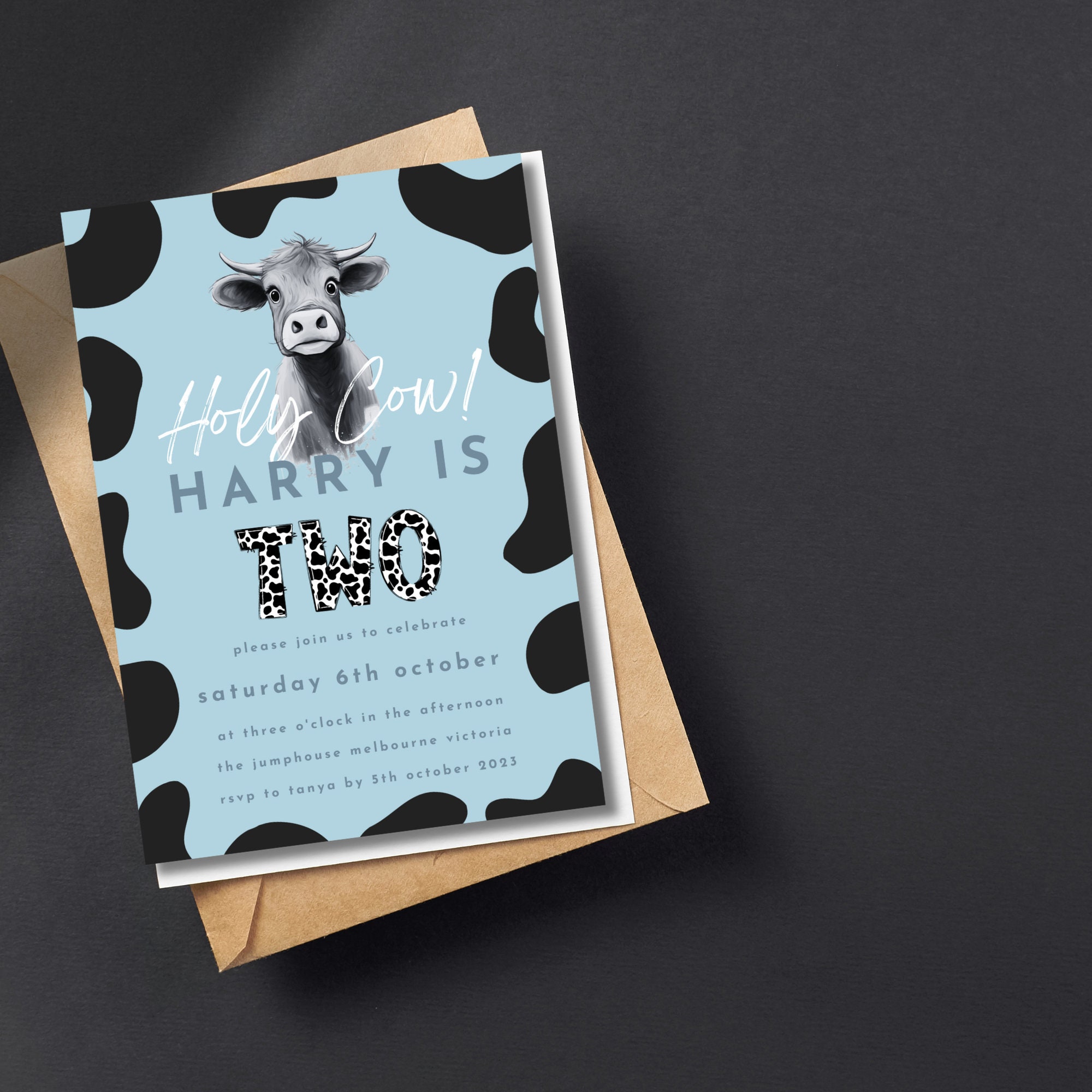 Holy Cow Birthday Invitation Boy Holy Cow Invite Editable Cowboy ...