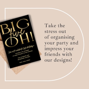 50th Birthday Invitation, Big 50, Fiftieth Party Invite, Big 5 Oh, Age ...