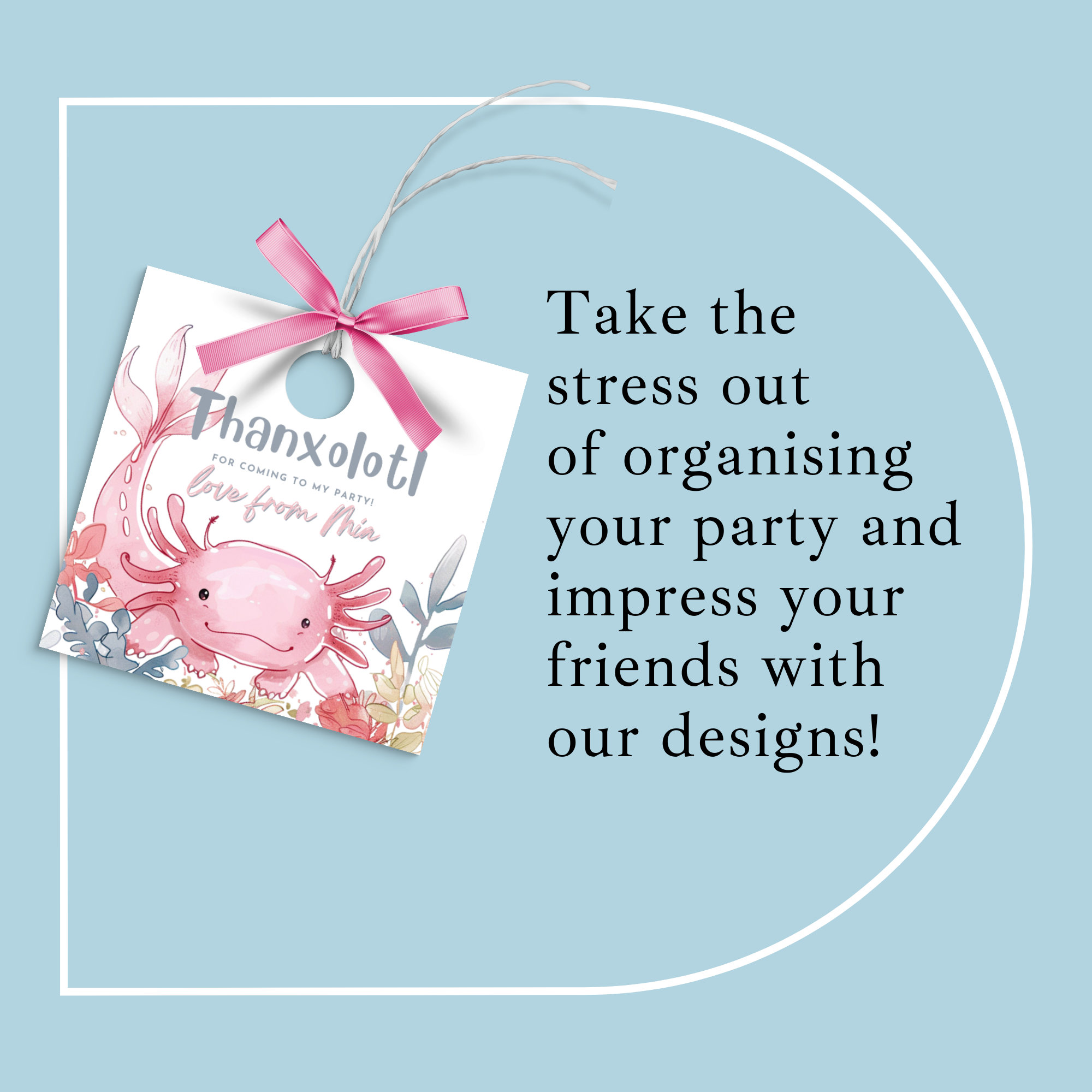Axolotl Birthday Party Thank You Tags Favour Tags INSTANT DOWNLOAD ...