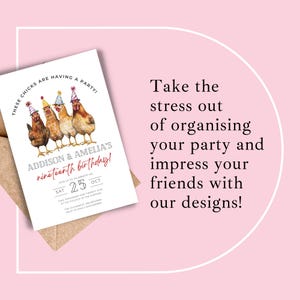 Chicken Birthday Party Invitation for Two, These Chicks Are Having a ...