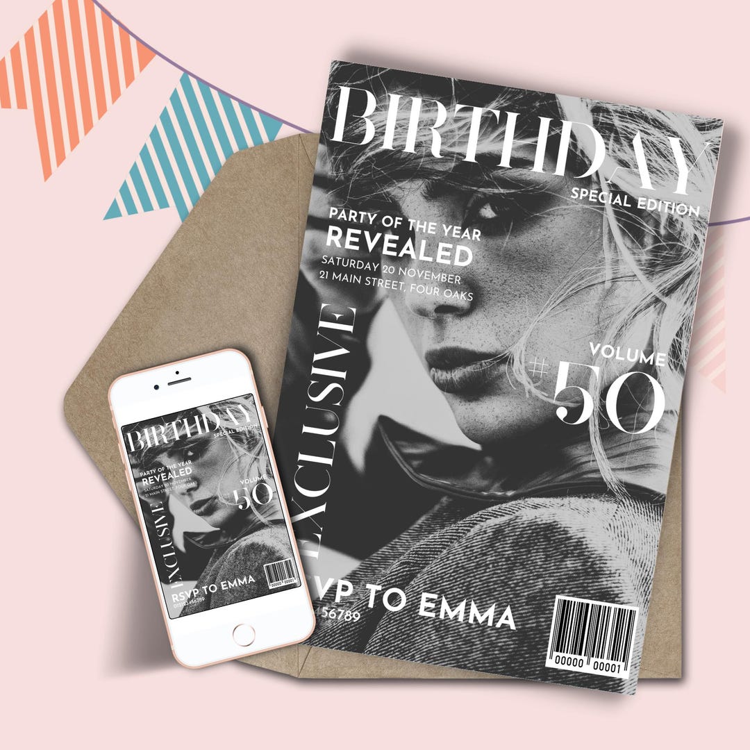 Magazine Cover Party Invitation, in Vogue Invite, Milestone Birthday ...