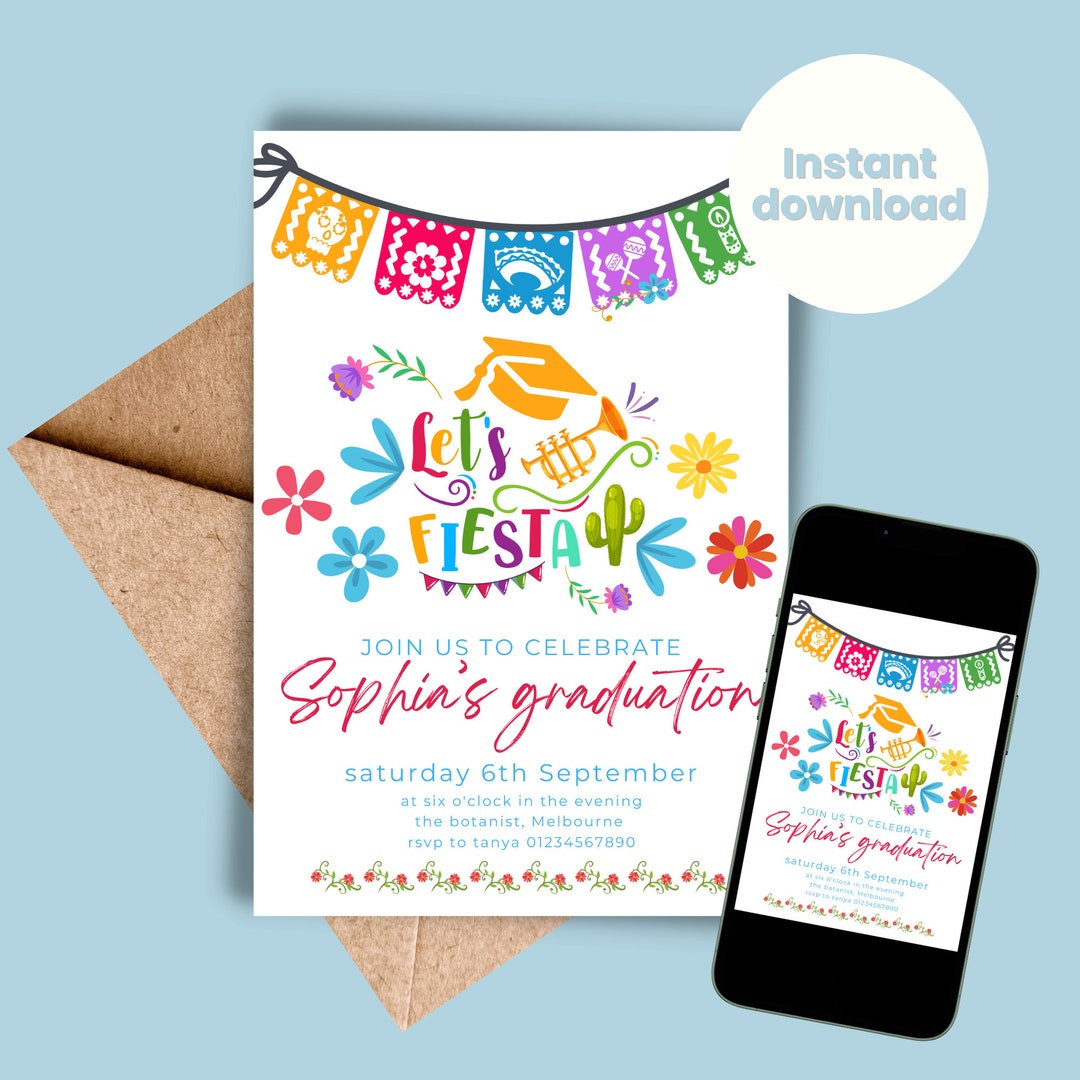 Fiesta Graduation Party Invitation Template Let's Fiesta Invite ...
