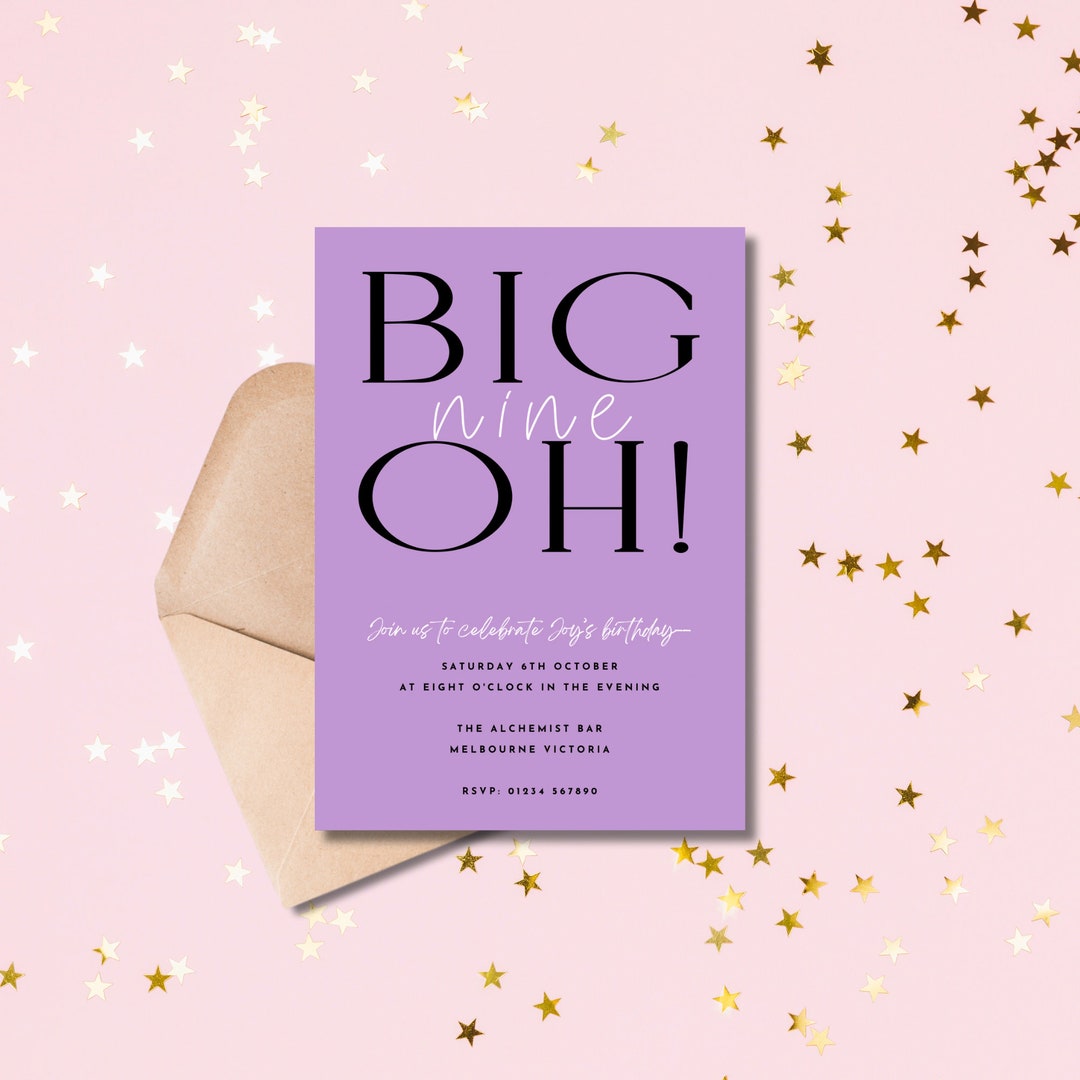 90th Birthday Invitation | Big 90 | Ninetieth | 90 | Big 9 Oh | Age ...