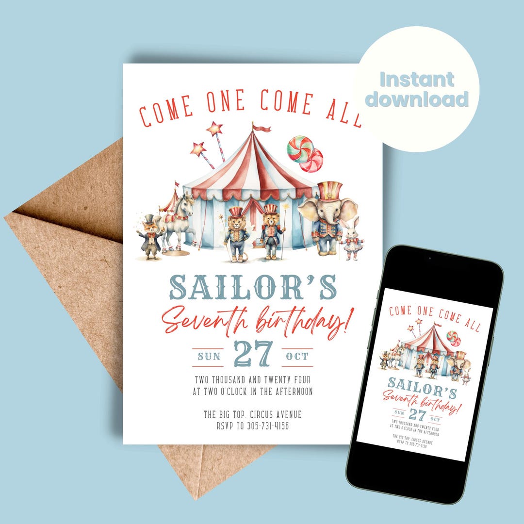 Carnival Birthday Party Invitation Circus Party Invite Pastel ...