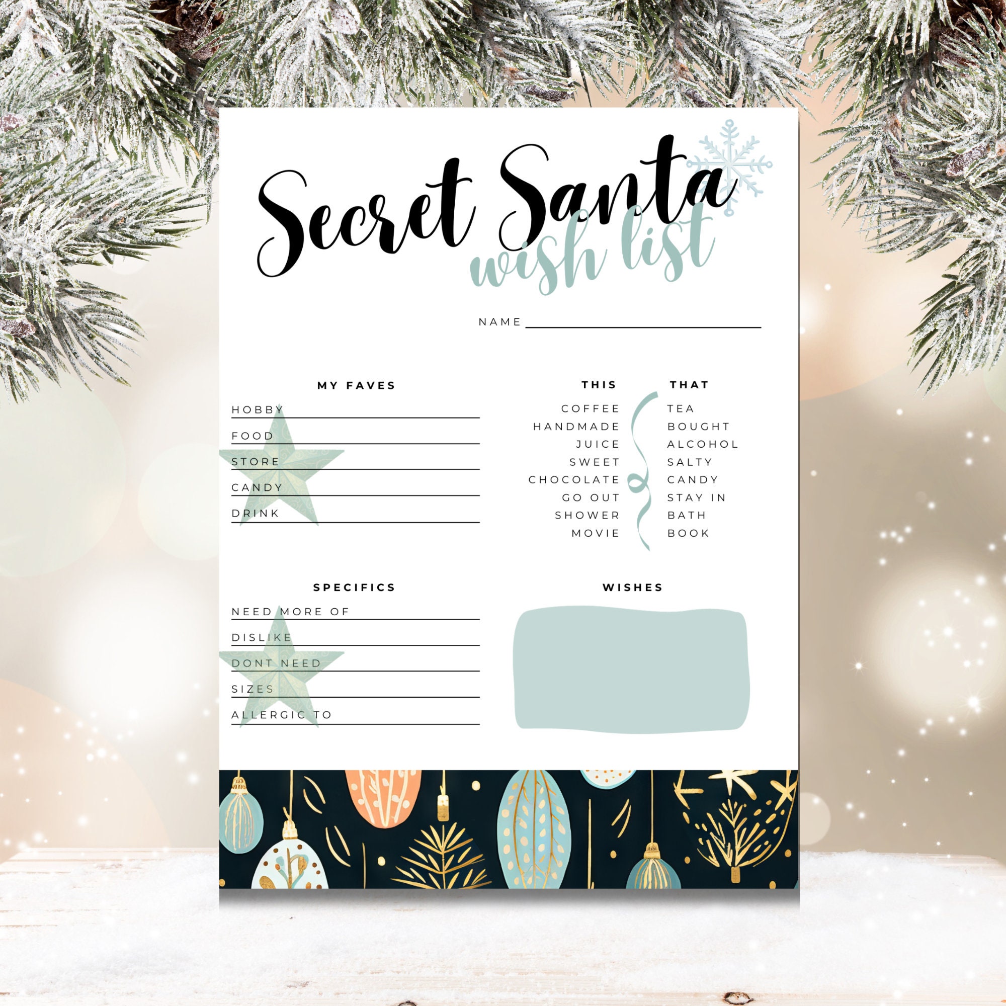 Secret Santa Questionnaire Secret Santa Form Secret Santa Party Secret ...