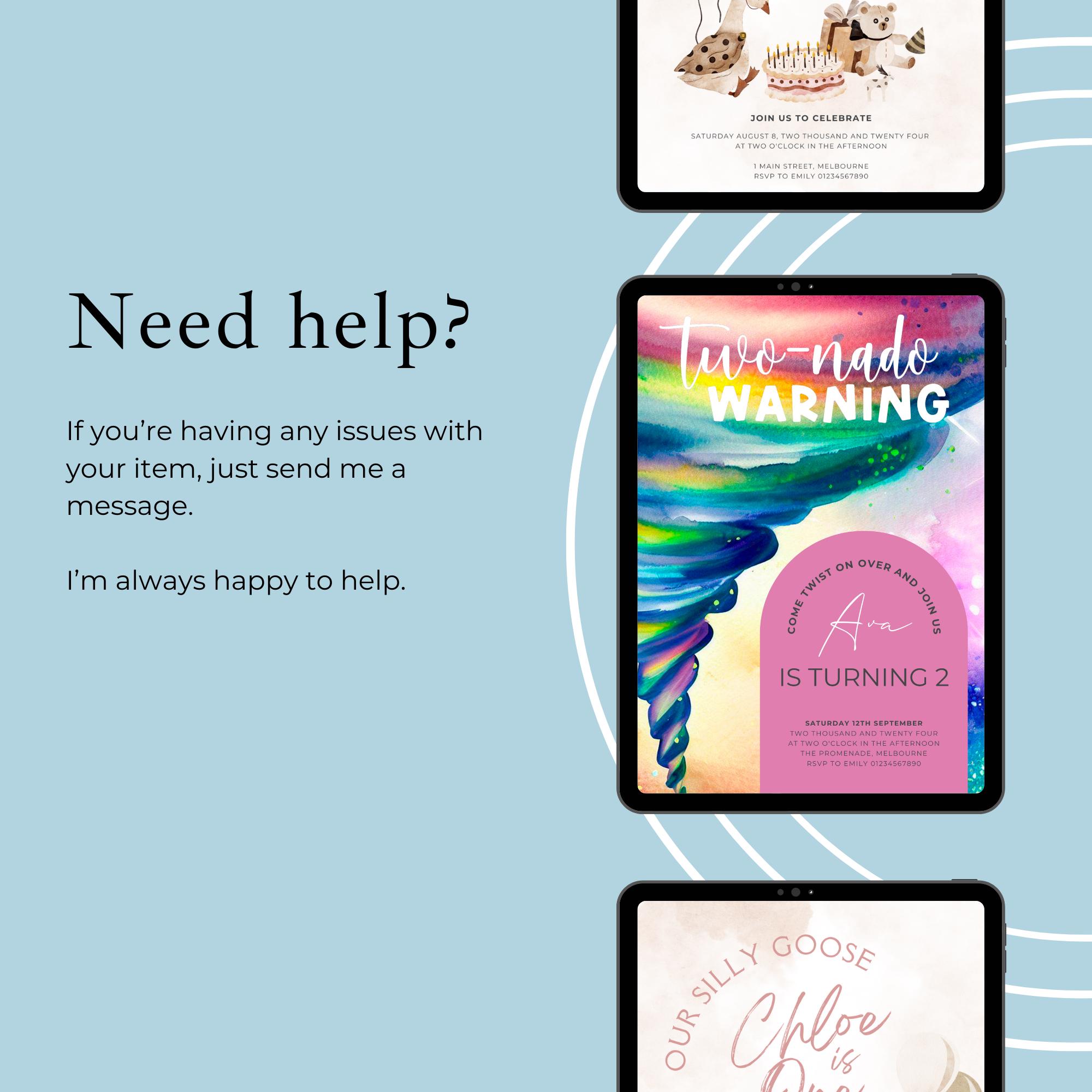 Twister Theme Party Invite Two-nado Birthday Invitation Storm Warning ...