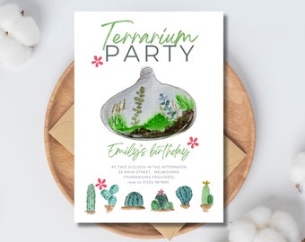 Digital Terrarium Party Birthday Invitation | Plant Birthday Party ...