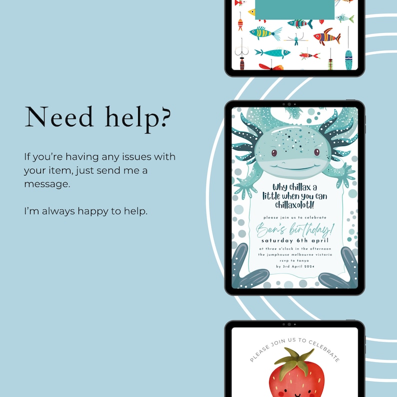 Axolotl Birthday Party Invitation INSTANT DOWNLOAD Girl Boy Birthday ...