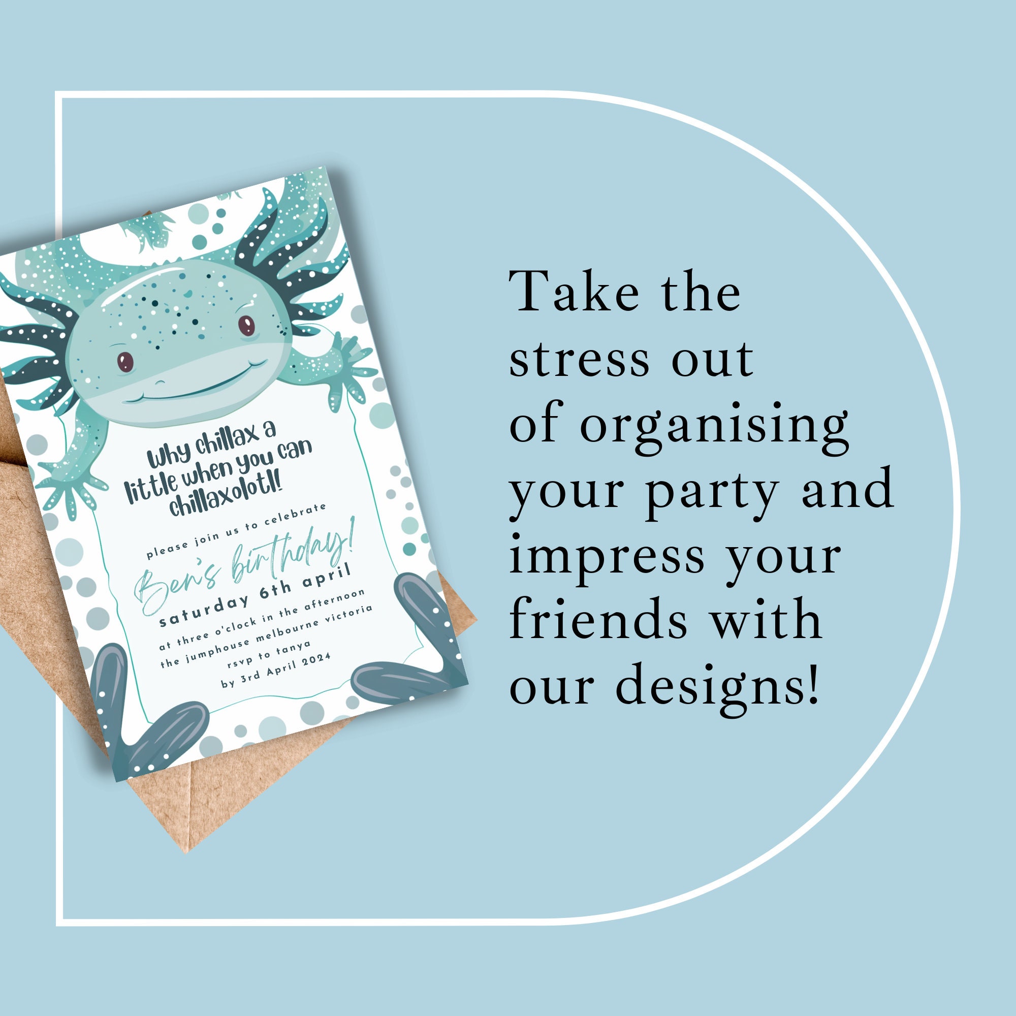 Axolotl Birthday Party Invitation INSTANT DOWNLOAD Girl Boy Birthday ...