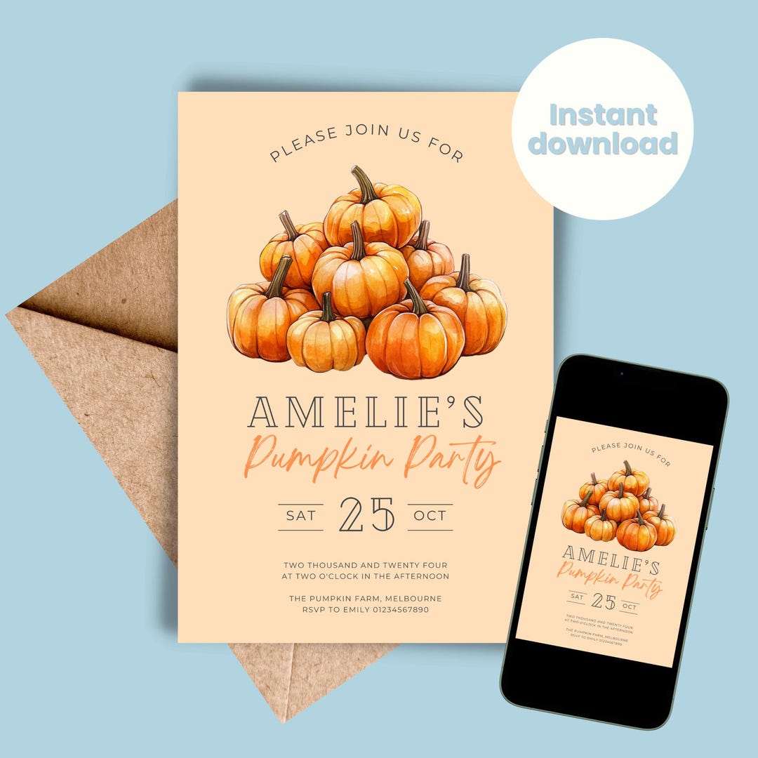 Pumpkin Painting Party Invitation, Jack-o-lantern Carving Invite, Kids ...