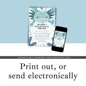 Axolotl Birthday Party Invitation INSTANT DOWNLOAD Girl Boy Birthday ...
