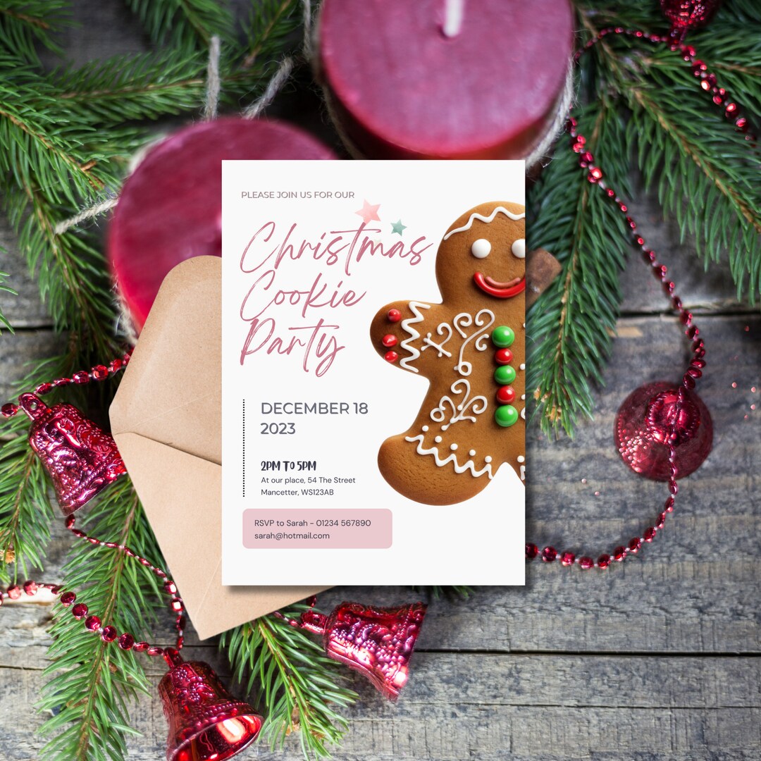 CHRISTMAS COOKIE BAKING Party Invite | Cookie Party Invitation ...