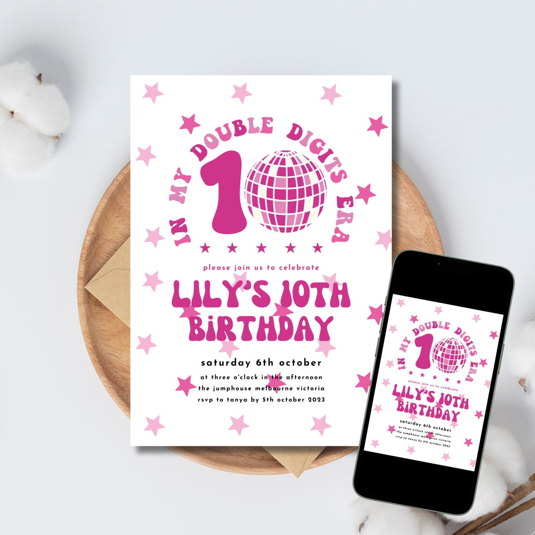 In My Double Digits Invitation Girls Disco Party Double Digits Invite ...