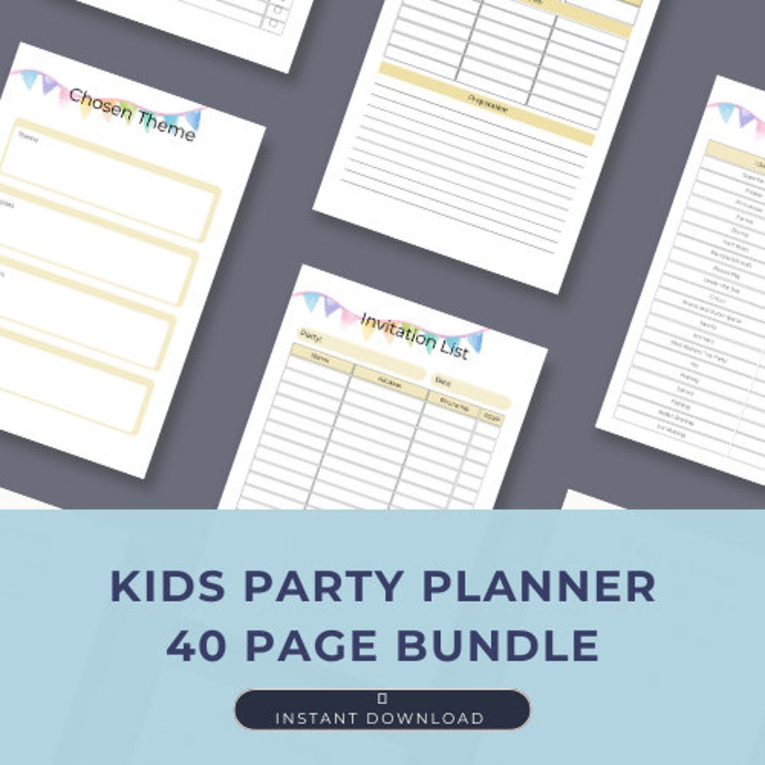 Kids Party Planner Bundle PDF Instant Download Goodnote or Print ...