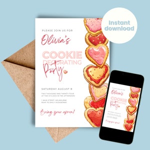 Cookie Decorating Birthday Invitation Let's Bake Baking Party Invite ...