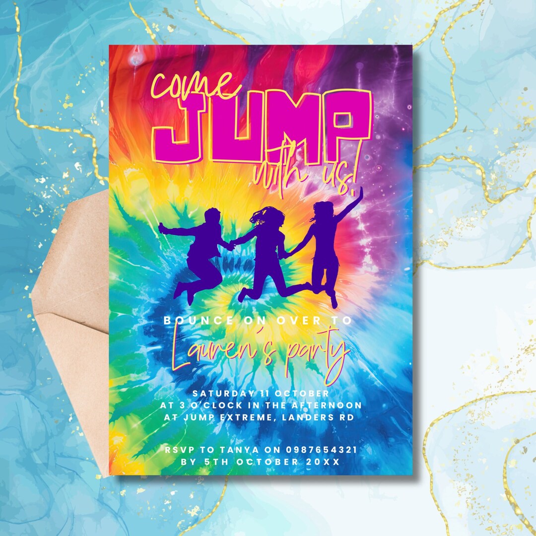 Trampoline Birthday Party Invitation Girl Boy | Editable Trampoline ...