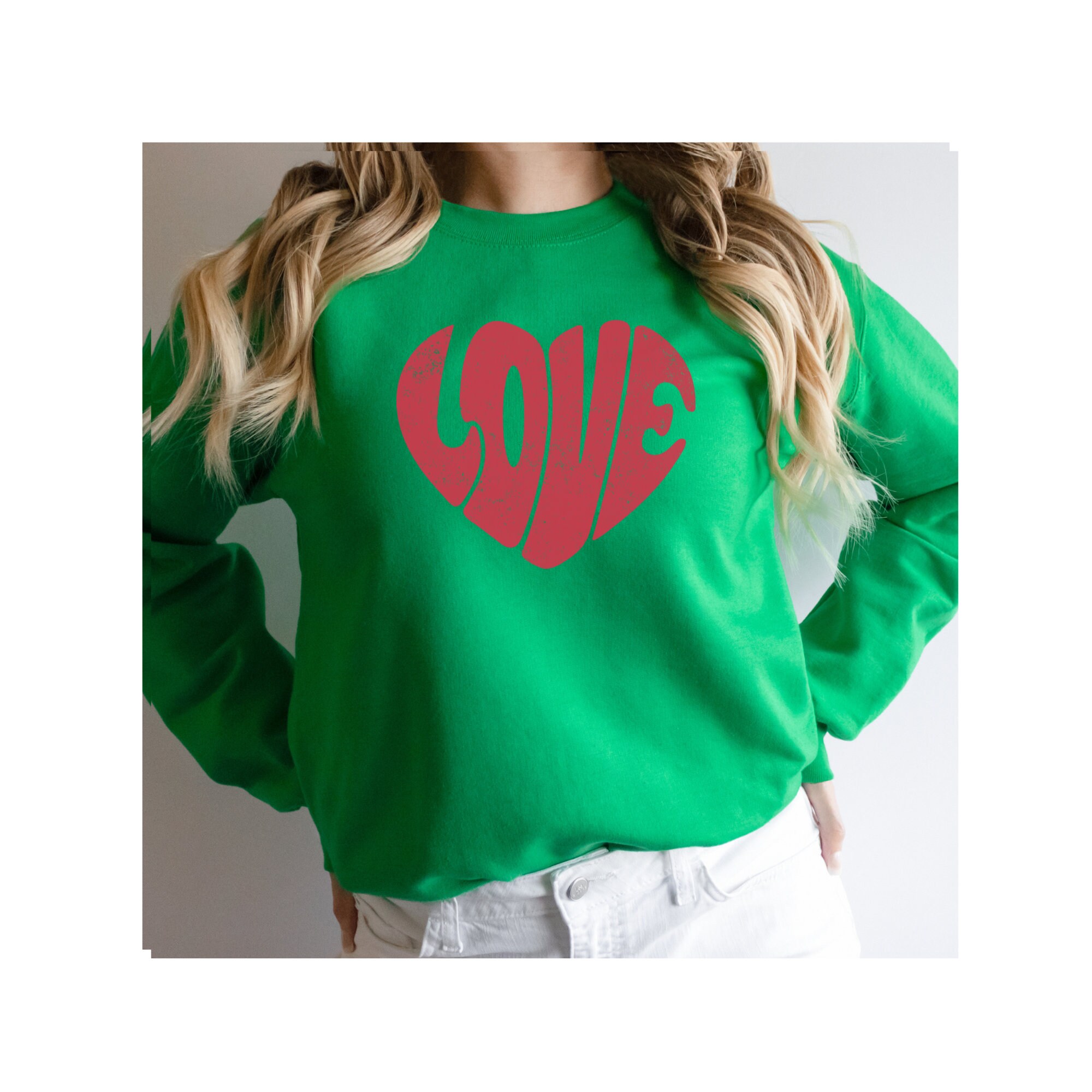 Retro Heart Love Graphic Sweatshirt, Valentine's Day Gift - Etsy
