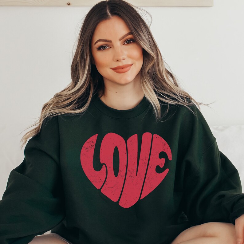 Retro Heart Love Graphic Sweatshirt, Valentine's Day Gift - Etsy