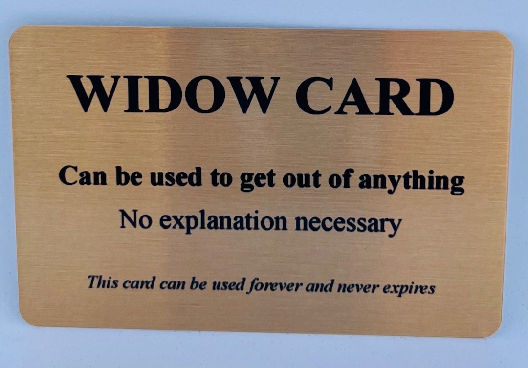 Widow Card Tongue in Cheek Humour Witty Widow Inapropriate Laughs ...
