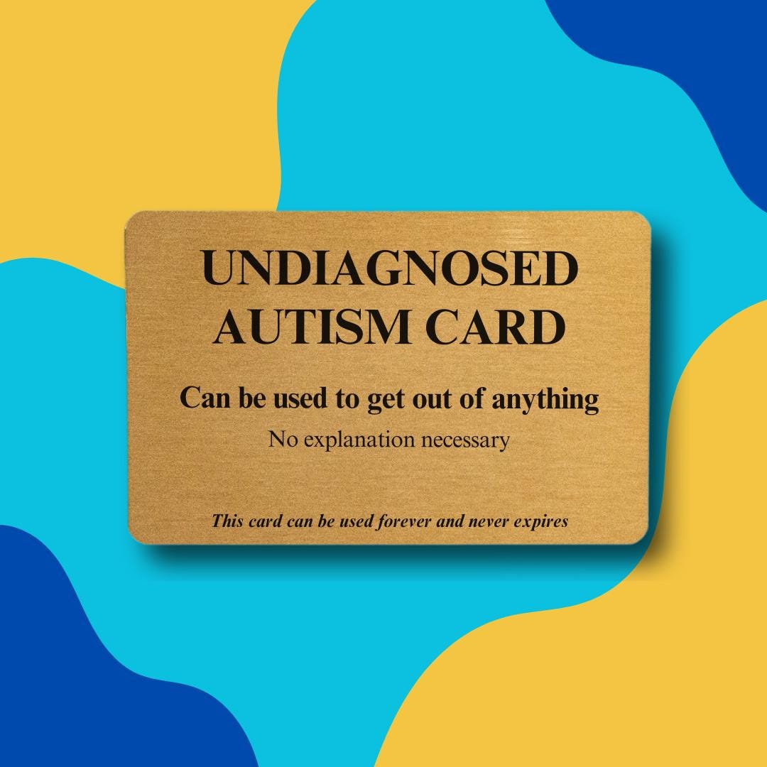 Funny Undiagnosed Autism Card: Gold Metal Wallet Keepsake - Etsy