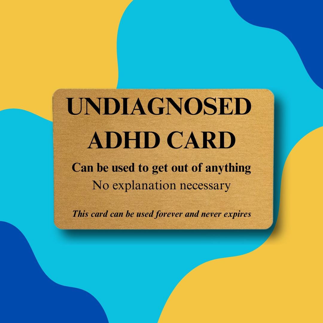 Funny Undiagnosed ADHD Card: Gold Metal Wallet Keepsake - Etsy