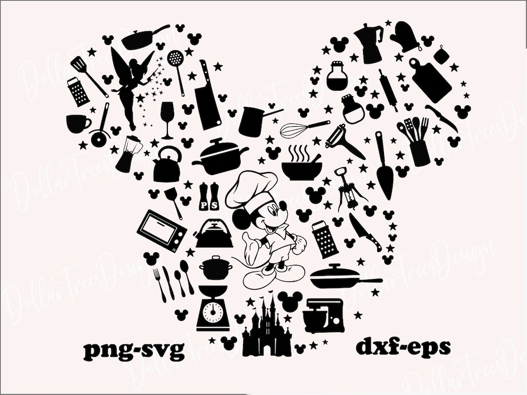 Svg Mickey Mouse Silhouette Png,chef Mickey, Cartoon Character Cut File ...